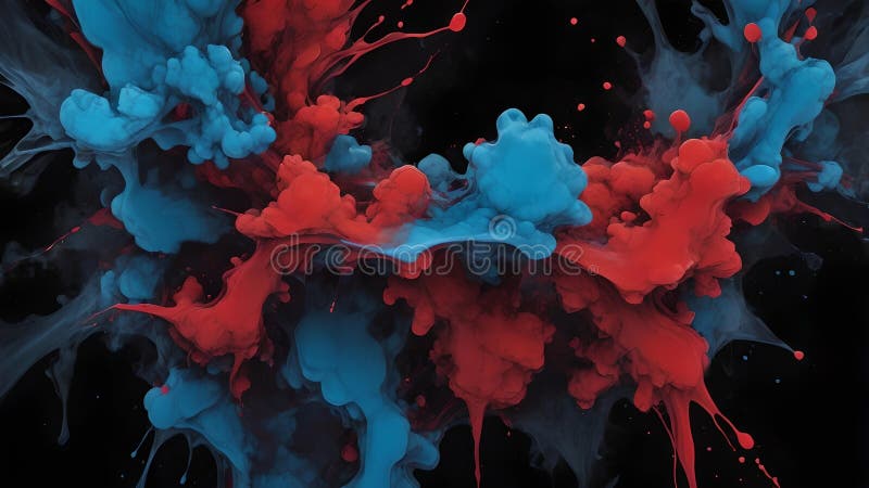 Abstract Blue and Red Ink Explosions in Water Stock Illustration ...
