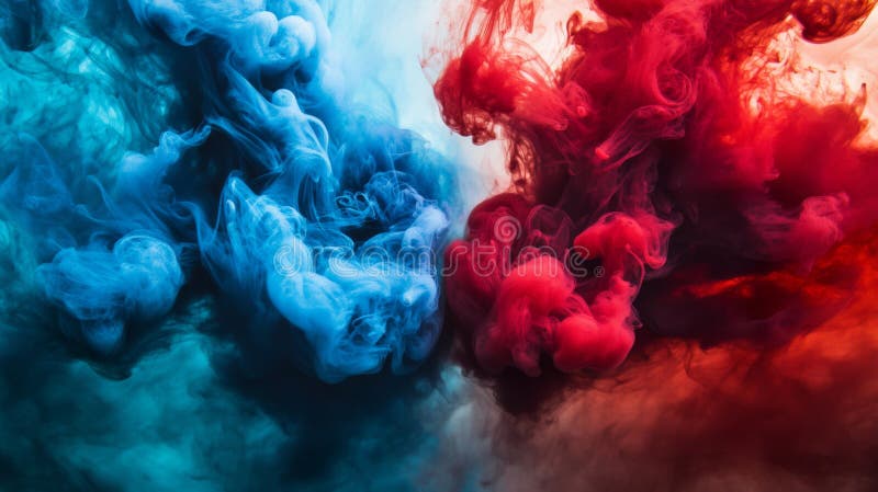 Abstract Blue and Red Ink Swirls in Water Stock Illustration ...