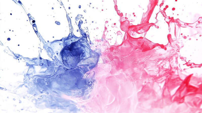 Abstract Blue and Red Paint Splash on White Background Stock ...