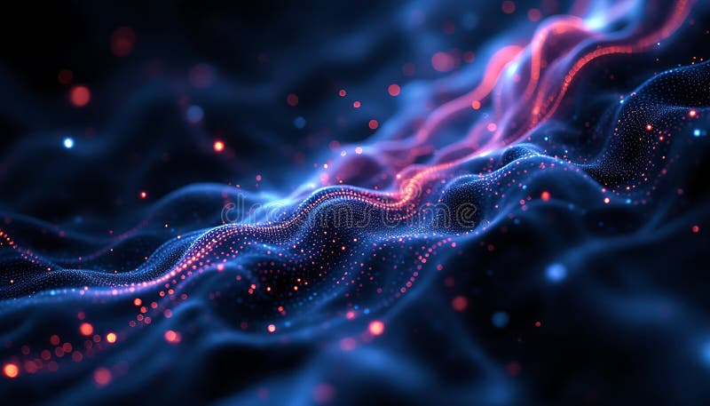 Abstract Blue and Red Particle Wave Background Image Stock Illustration ...