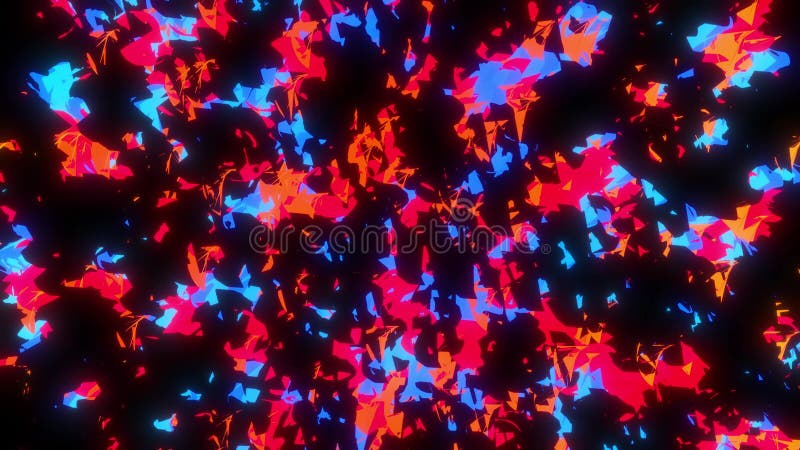 Abstract of Blue and Red Shapes Changing in Pattern and Motion on Black ...