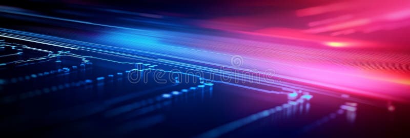 Abstract Blue and Red Technology Background with Moving Light Streaks ...