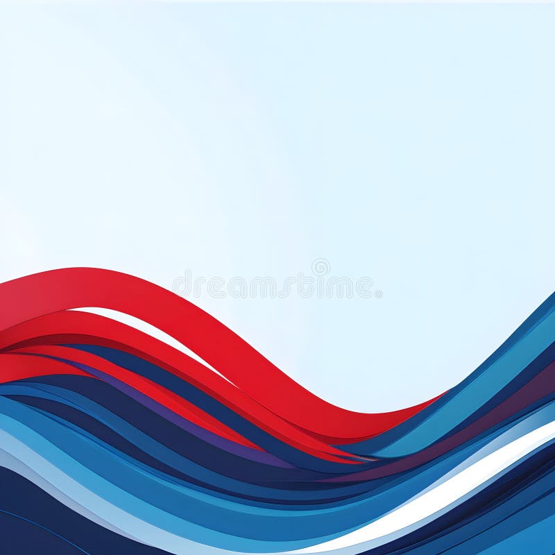 Abstract Blue and Red Wave Background with Copy Space. Stock Image ...