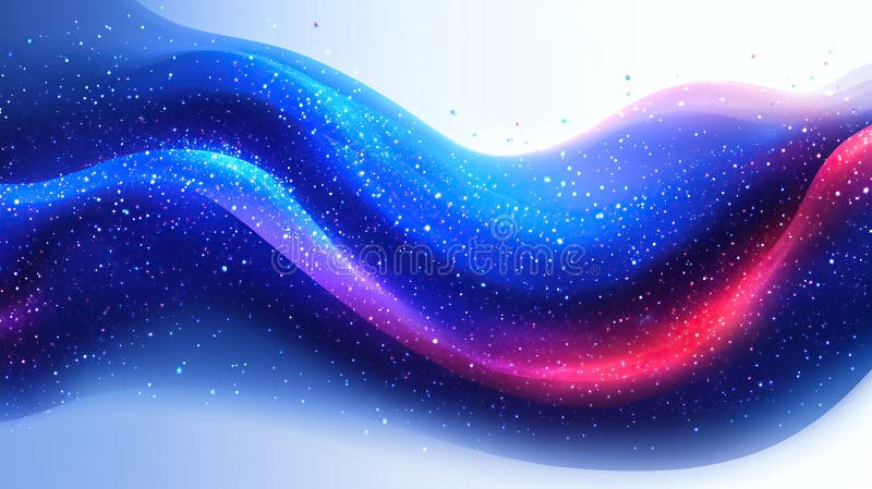 Abstract Blue Red Wave Design, Glowing Particles, White Background ...