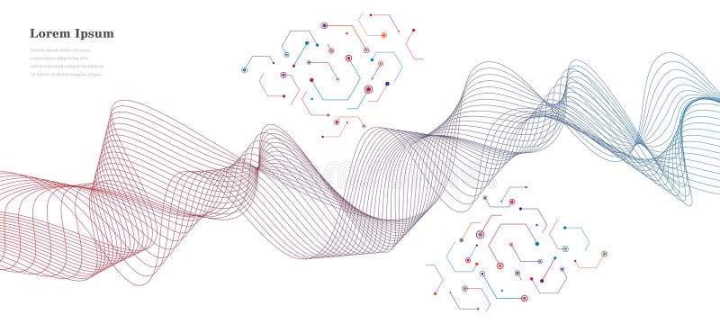 Abstract Blue Red Wave, Geometric DNA Background, Scientific Technology ...