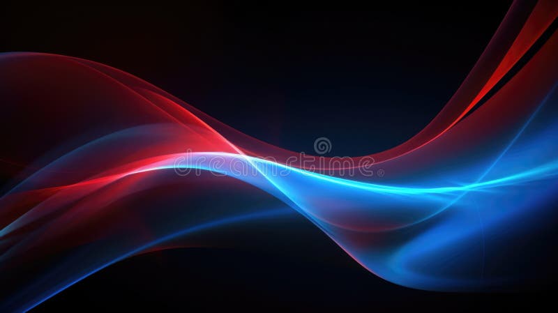 Abstract Blue and Red Waves on Black Background, Vector Illustration ...