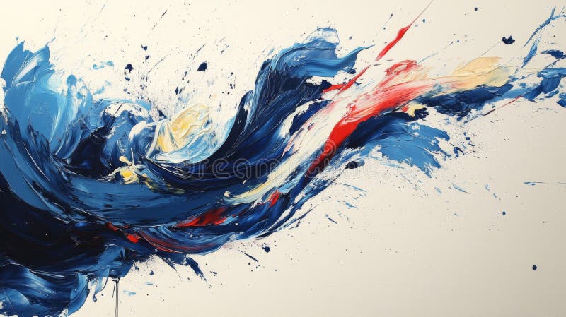 Abstract Blue Red White Swirling Paint Canvas Artwork Stock ...