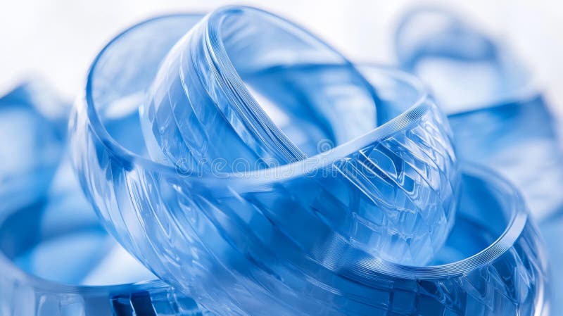 Abstract Blue Ribbon Loops on White Background in a Decorative ...