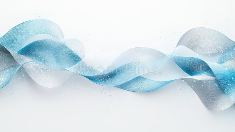 Abstract Blue Ribbon Wave on White Background. a Flowing, Organic Shape ...