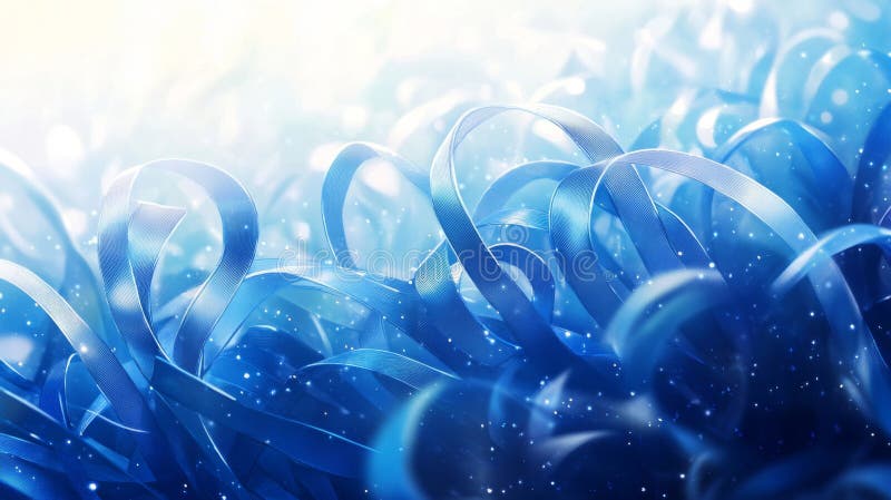 Abstract Blue Ribbons with Sparkling Light Effects in Elegant ...
