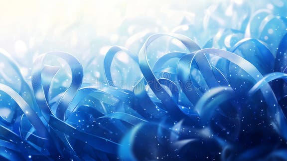Abstract Blue Ribbons with Sparkling Light Effects in Elegant ...