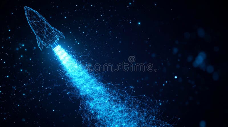 Abstract Blue Rocket Launch Space Travel Futuristic Design Technology ...