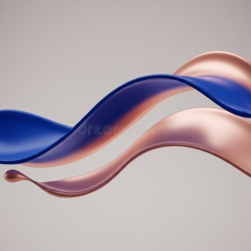 Abstract Blue and Rose Gold Liquid Waves Stock Illustration ...