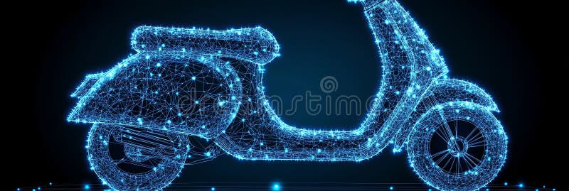 Abstract Blue Scooter, Urban Mobility Icon, Connected Dots, and ...