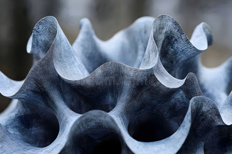 Abstract Blue Sculpted Form with Flowing, Wave-like Texture and Organic ...