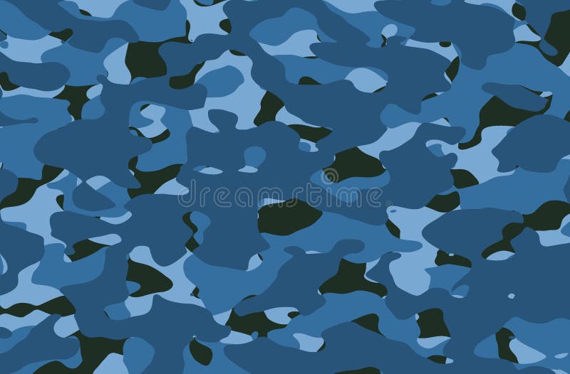 Abstract Blue Seamless Camouflage Texture Background with Military ...