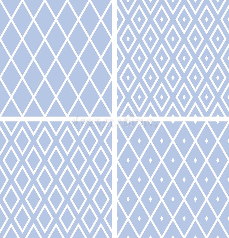 Abstract Blue Seamless Geometric Diamonds Patterns Set Stock Vector - Illustration of repeat ...