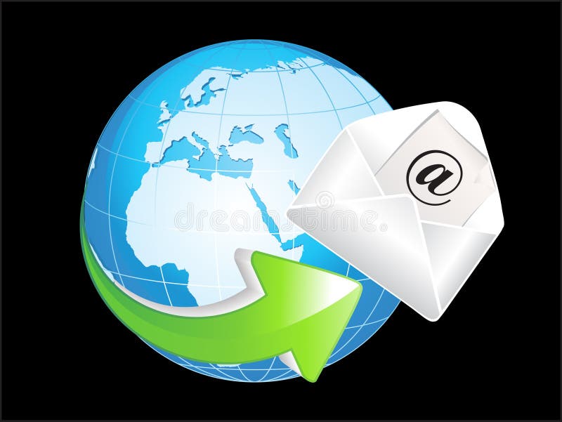 Abstract Blue Shiny Globe with Mail Icon Stock Vector - Illustration of ...