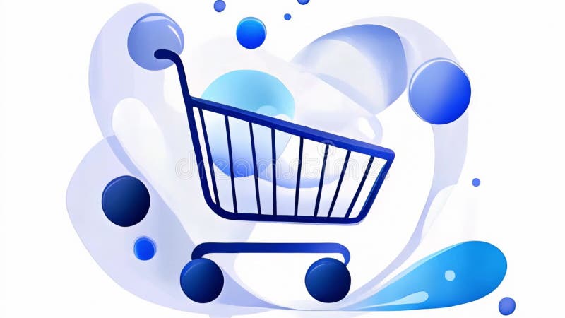 Abstract Blue Shopping Cart with Fluid Shapes and Circles Stock Footage ...