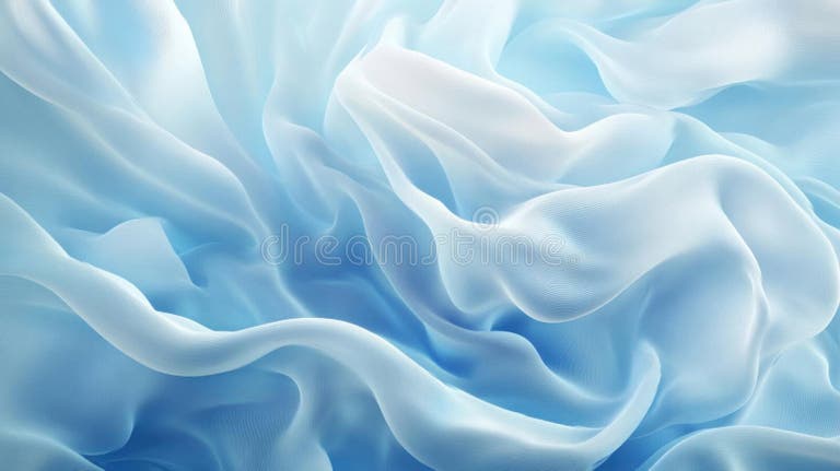 Abstract Blue Silk Fabric Draped Waves and Curves Stock Illustration ...