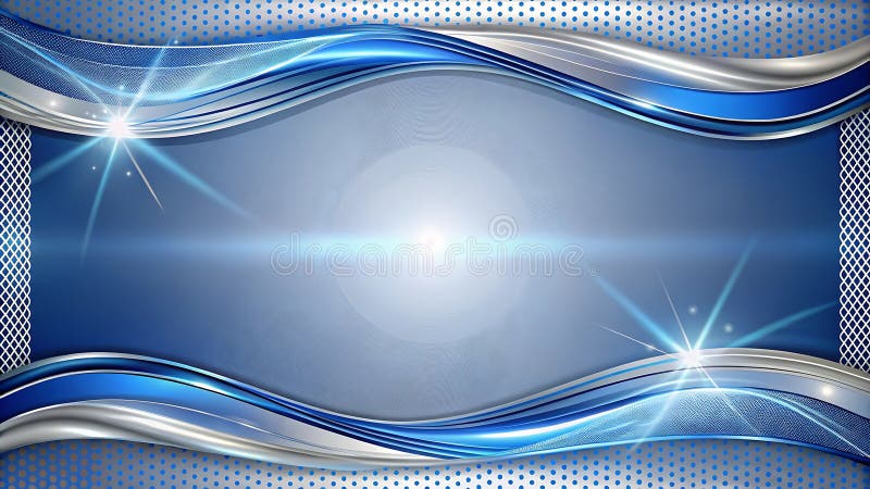 Abstract Blue and Silver Background with Waves and Light Effects for ...