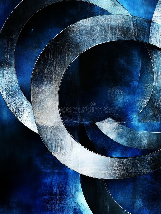 Abstract Blue and Silver Circles Industrial Design Stock Illustration ...
