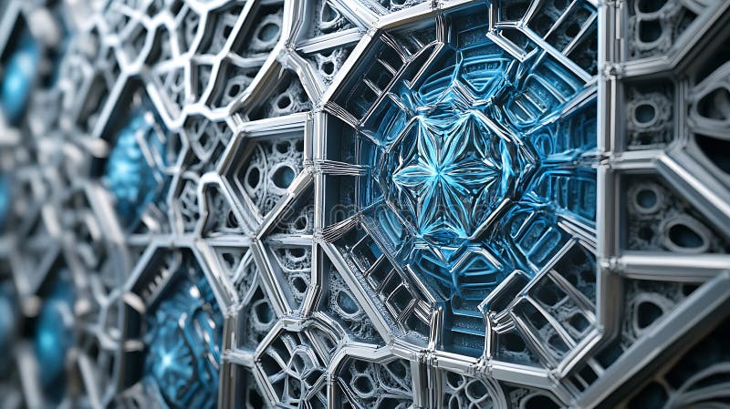 Abstract Blue and Silver Geometric Pattern Digital Art Modern Design ...