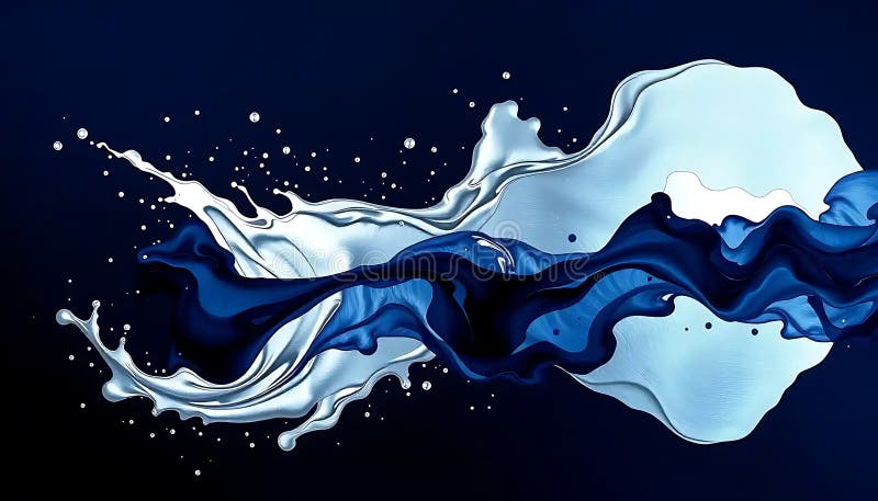 Abstract Blue and Silver Liquid Splash Art Stock Illustration ...