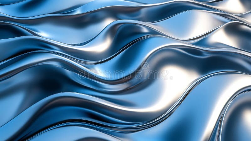 Abstract Blue and Silver Metallic Wave Texture Stock Illustration ...