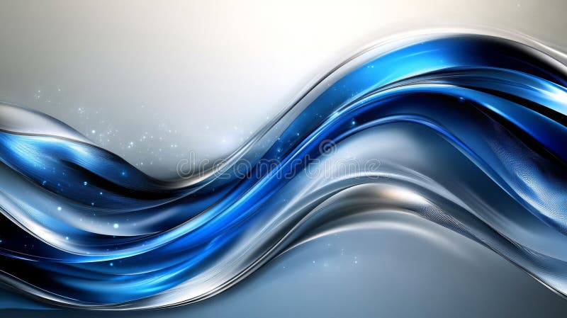 Abstract Blue and Silver Wave Background Design Stock Illustration ...