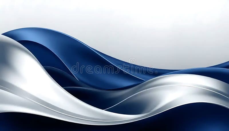 Abstract Blue and Silver Wave Design Stock Illustration - Illustration ...
