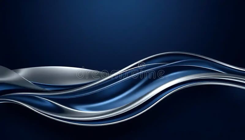 Abstract Blue and Silver Wave Design Stock Illustration - Illustration ...