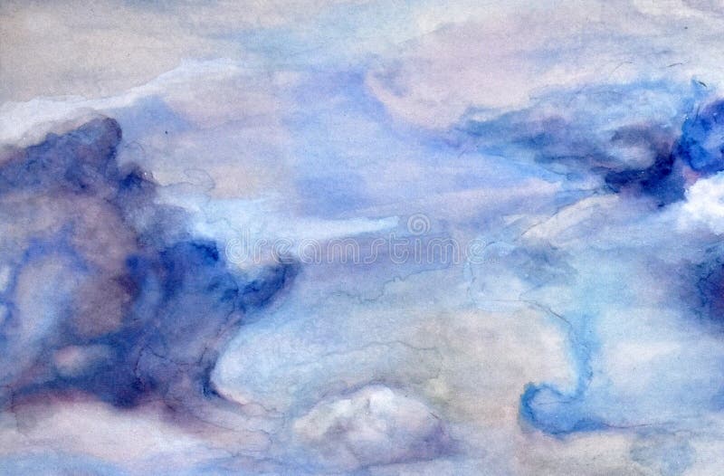 Abstract Watercolor Painting Blue Sky and Clouds Background Stock Photo ...