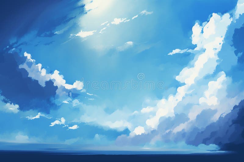Abstract Blue Sky and Clouds with Generative AI Stock Illustration ...