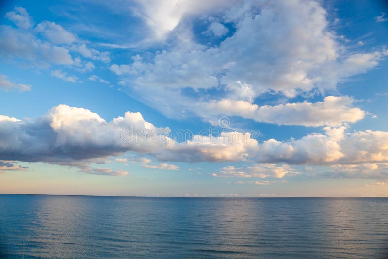 Abstract Blue Sky with Clouds and Sea Water Background Stock Image ...