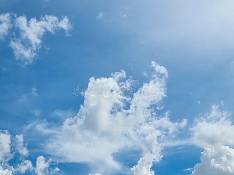 Abstract Blue Sky High Shape Outdoor Group of White Clouds Background ...