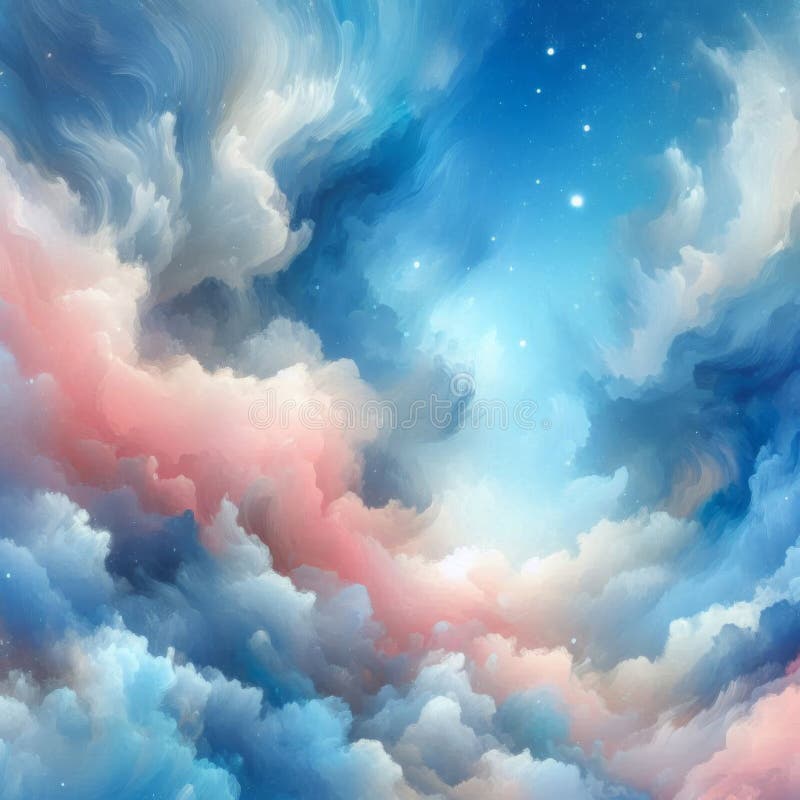 Abstract Blue Sky and Pink Pastel Watercolor Paint Background Stock ...