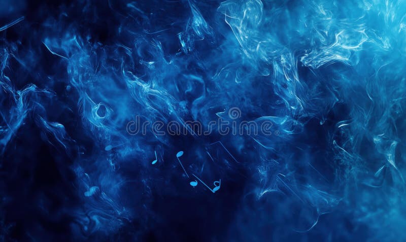 Abstract Blue Smoke Background with Musical Notes, Ethereal and Dynamic ...