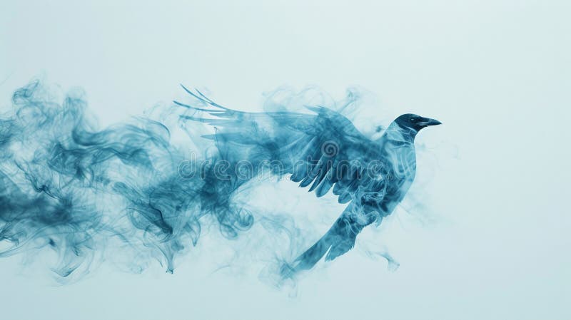 Abstract Blue Smoke Bird in Flight Creative Concept Art Stock ...