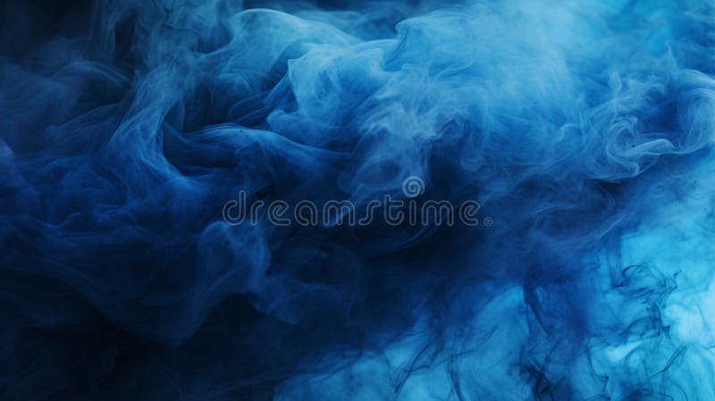 Abstract Blue Smoke on the Black Background. Blue Mist on the Ground ...