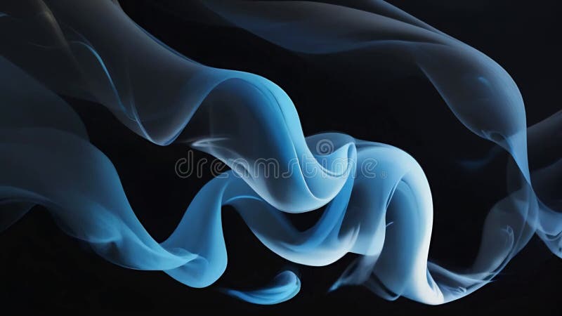 Abstract Blue Smoke on Black. Light Strokes Visual Element. Flowing ...