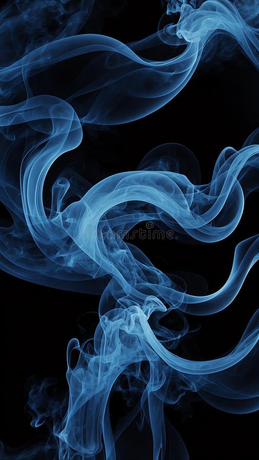 Abstract Blue Smoke Design in Black Ai Generated Stock Illustration ...