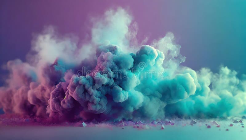 Abstract Blue Smoke Explosion Border Isolated on White Color Background ...