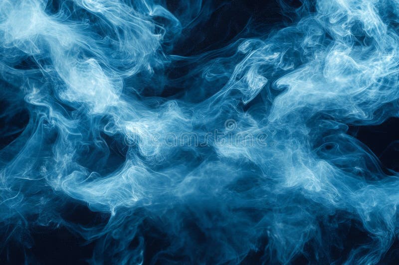 Abstract Blue Smoke Floating in Dark Space Produces a Dynamic and ...
