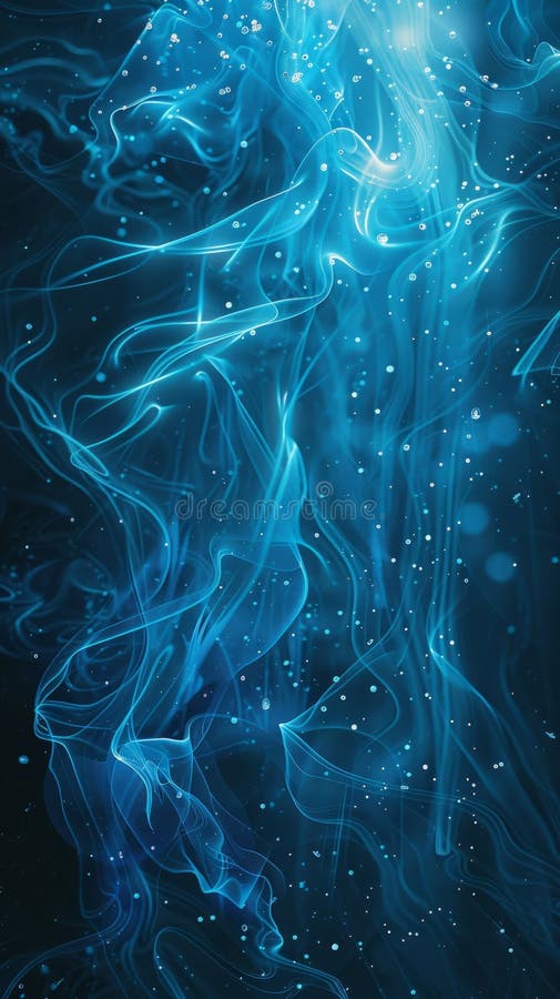 Abstract Blue Smoke with Glowing Particles Stock Image - Image of ...