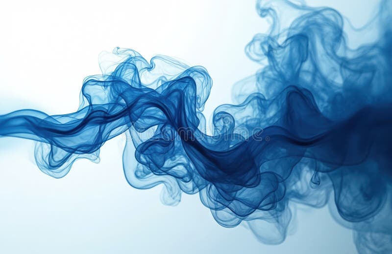 Abstract Blue Smoke Particles on White Background. Asymmetrical ...