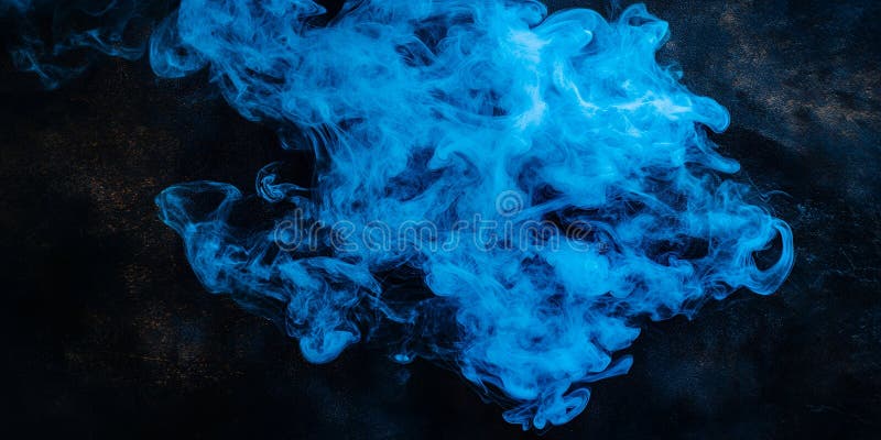 Abstract Blue Smoke Swirling on Dark Background Dramatic Texture Vapor ...