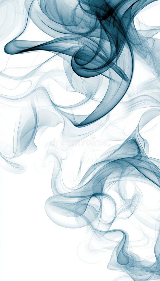 Abstract Blue Smoke, Swirling Gradient Pattern Isolated on White ...