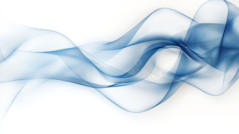 Abstract Blue Smoke Waves on White Background. Dynamic, Flowing Design ...