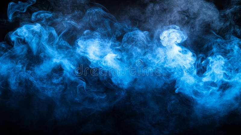 Abstract Blue Smoke with Wavy Wispy Patterns on Dark Background ...
